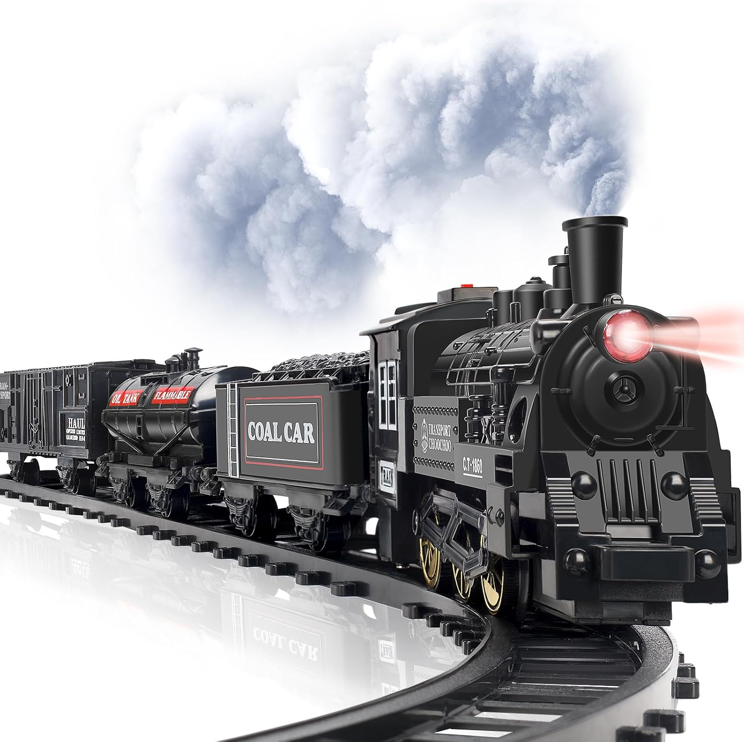 Smoke Train Battery Operated Electric Train Set, 13 Pieces with Lights ...